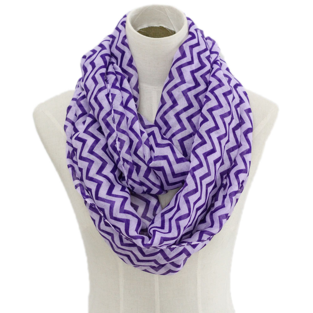 Spring Summer Purple Chevron Stripe Sheer Cotton Infinity Scarf Loop on ...